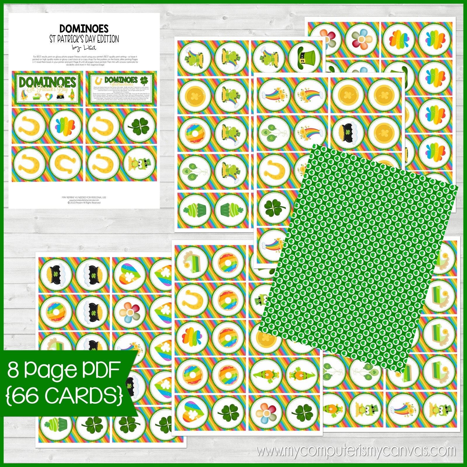 Printable St. Patrick's Day Game DOMINOES St. | Etsy