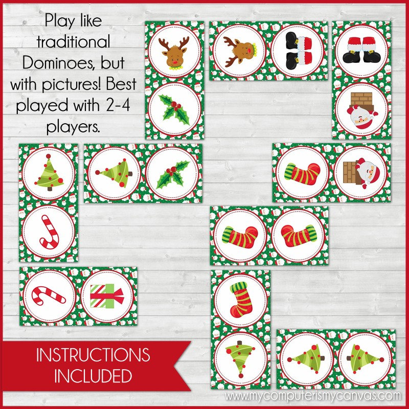 Christmas DOMINOES PRINTABLE Christmas Games Party Game | Etsy