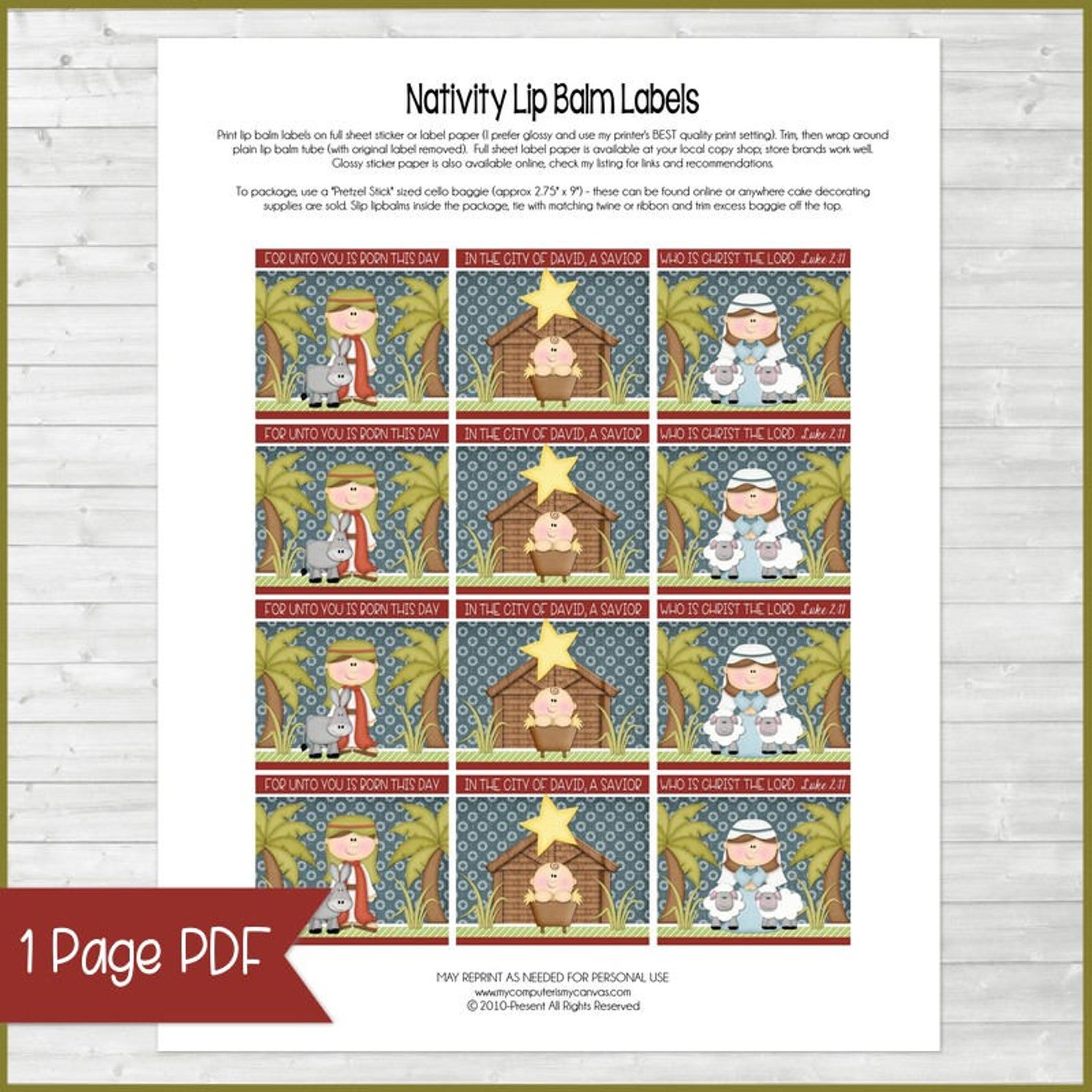 Nativity Lip Balm Label TRIO Christmas Lip Balm Wrappers - Etsy