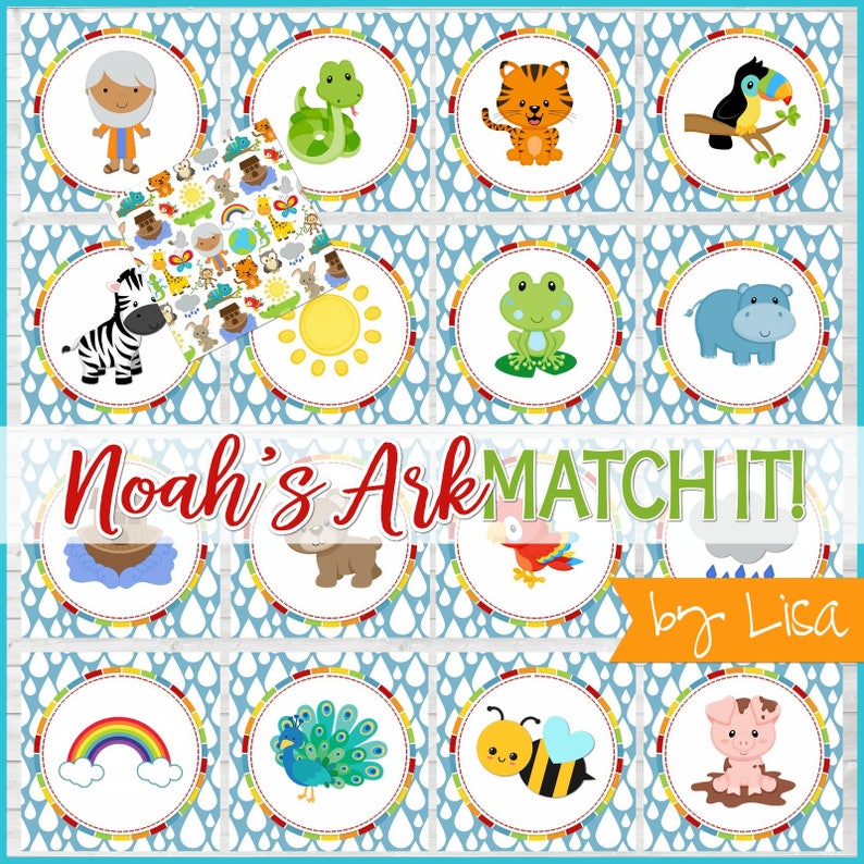 Printable Noah's Ark Game, DOMINOES, Bible Story Game, Sunday School ...