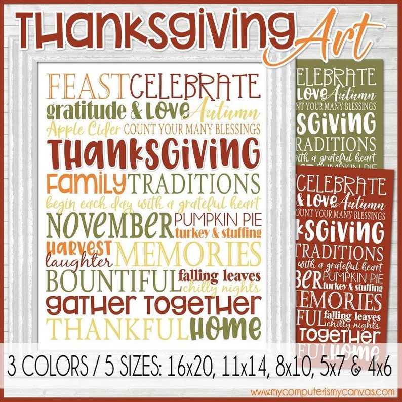 THANKSGIVING Subway Art, November Subway Art, PRINTABLE Wall Art, Art ...