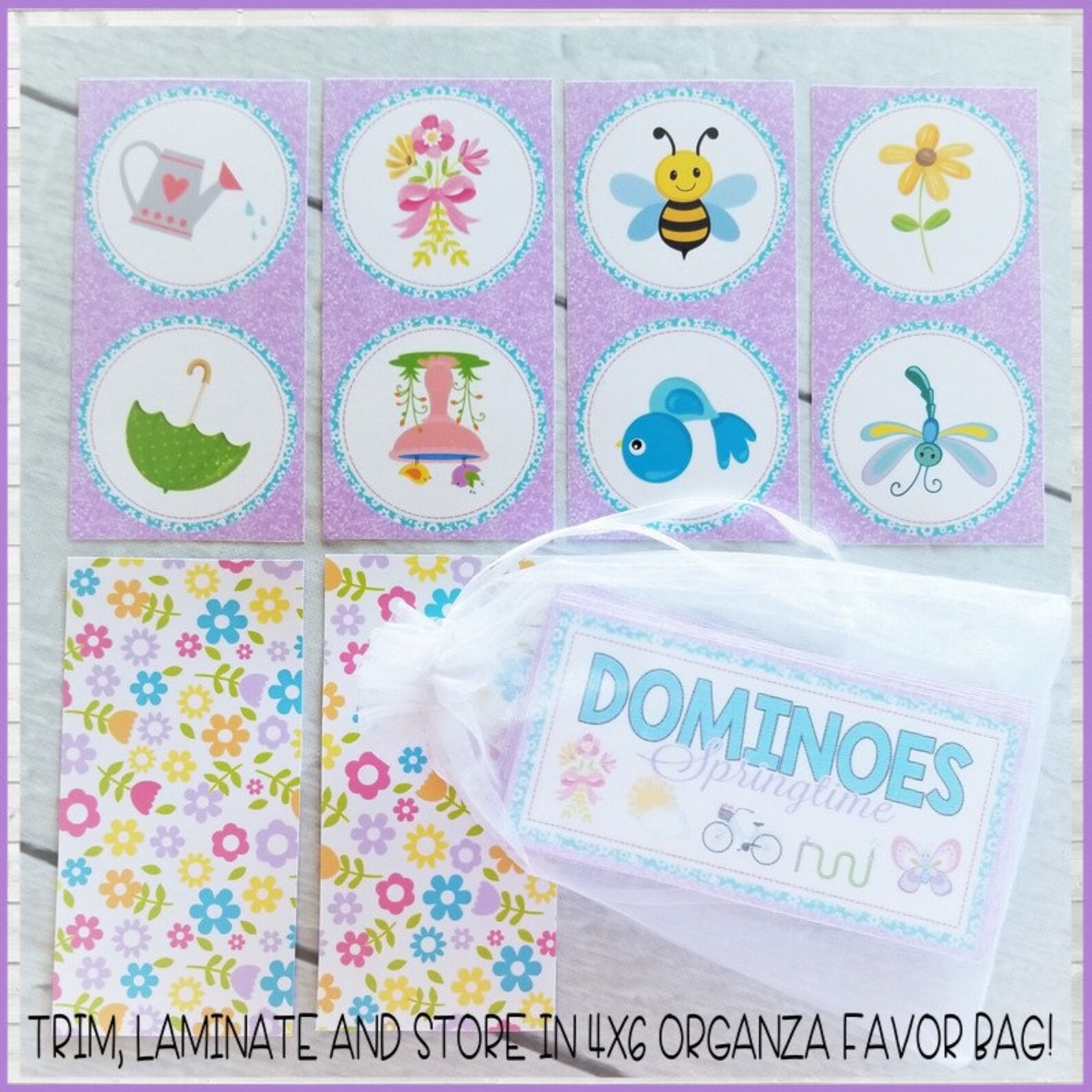 Printable SPRING Game DOMINOES Bugs & Flowers Party Game - Etsy