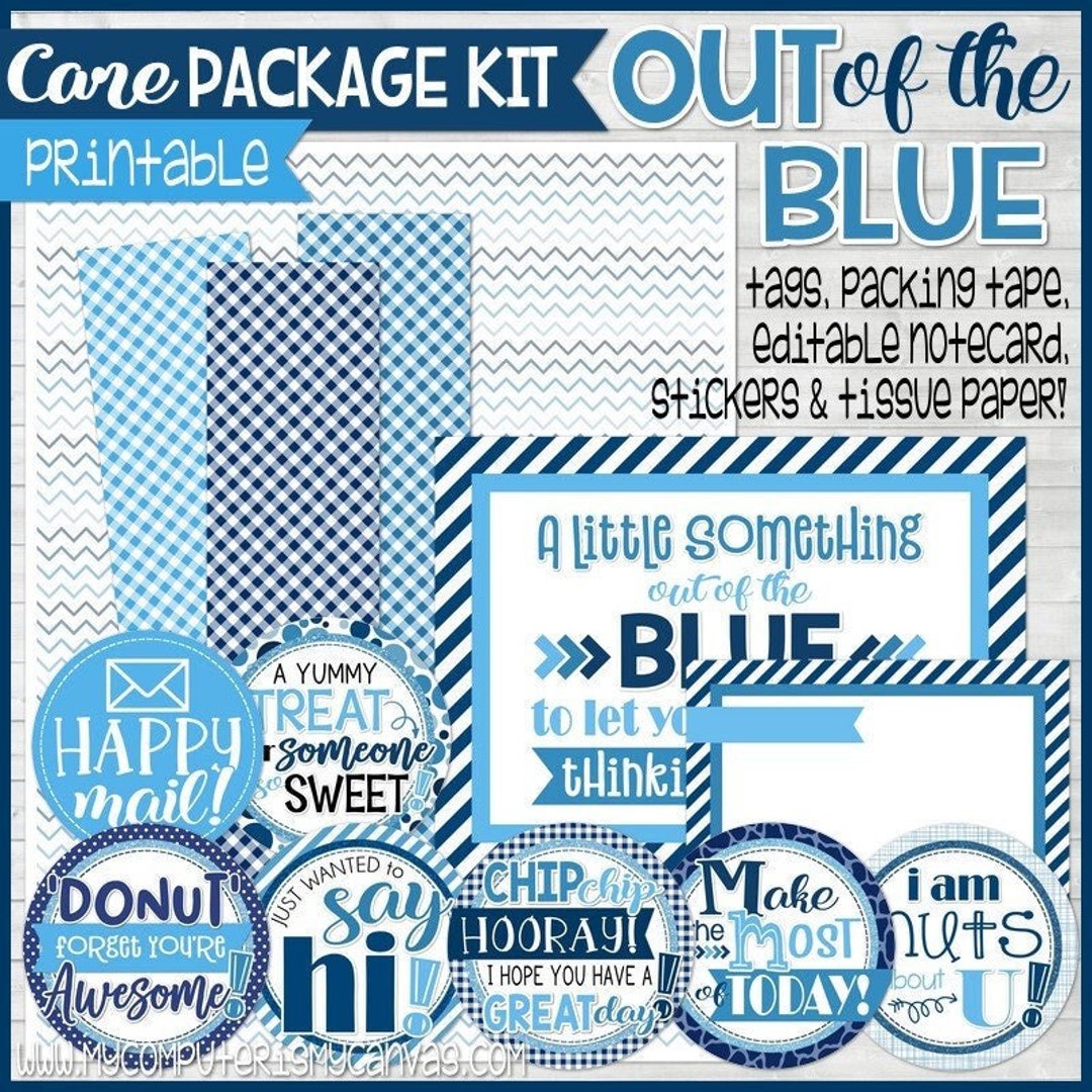 PRINTABLE Care Package Kit "out of the Blue" Friendship Box, Comfort ...
