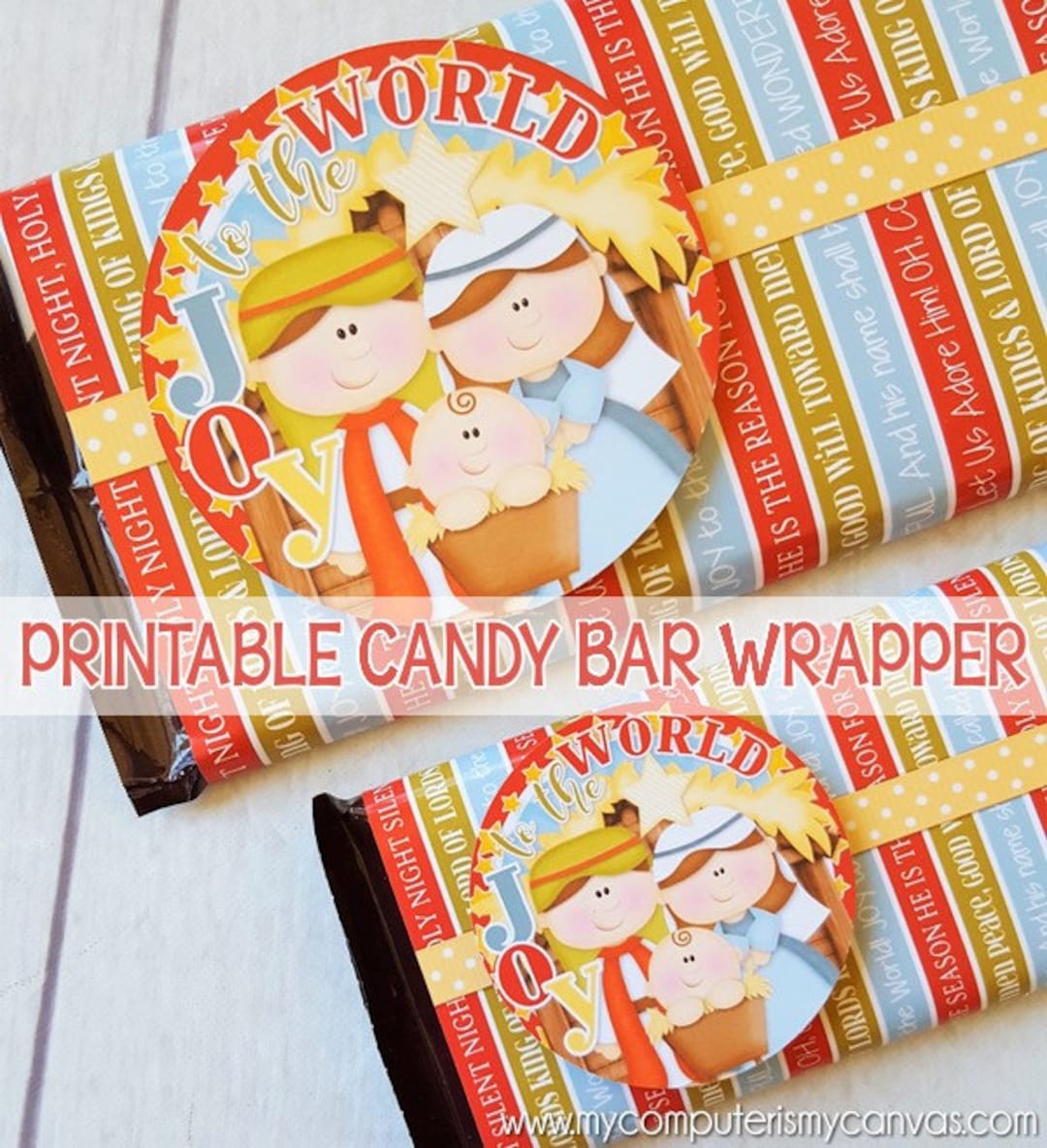 JOY to the World NATIVITY Candy Bar Wrapper, Gift Tag, Nativity Scene ...