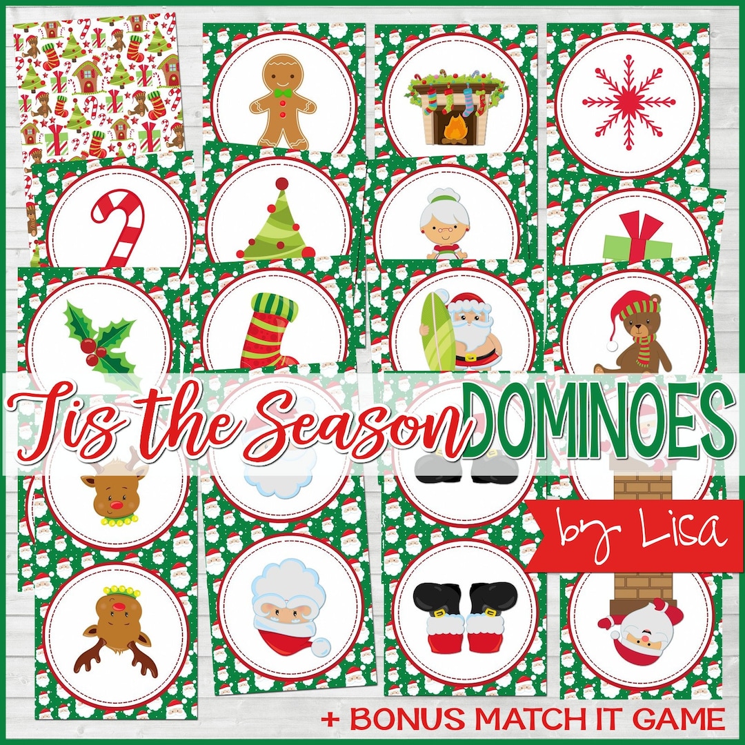 Christmas DOMINOES, PRINTABLE Christmas Games, Party Game, Stocking ...