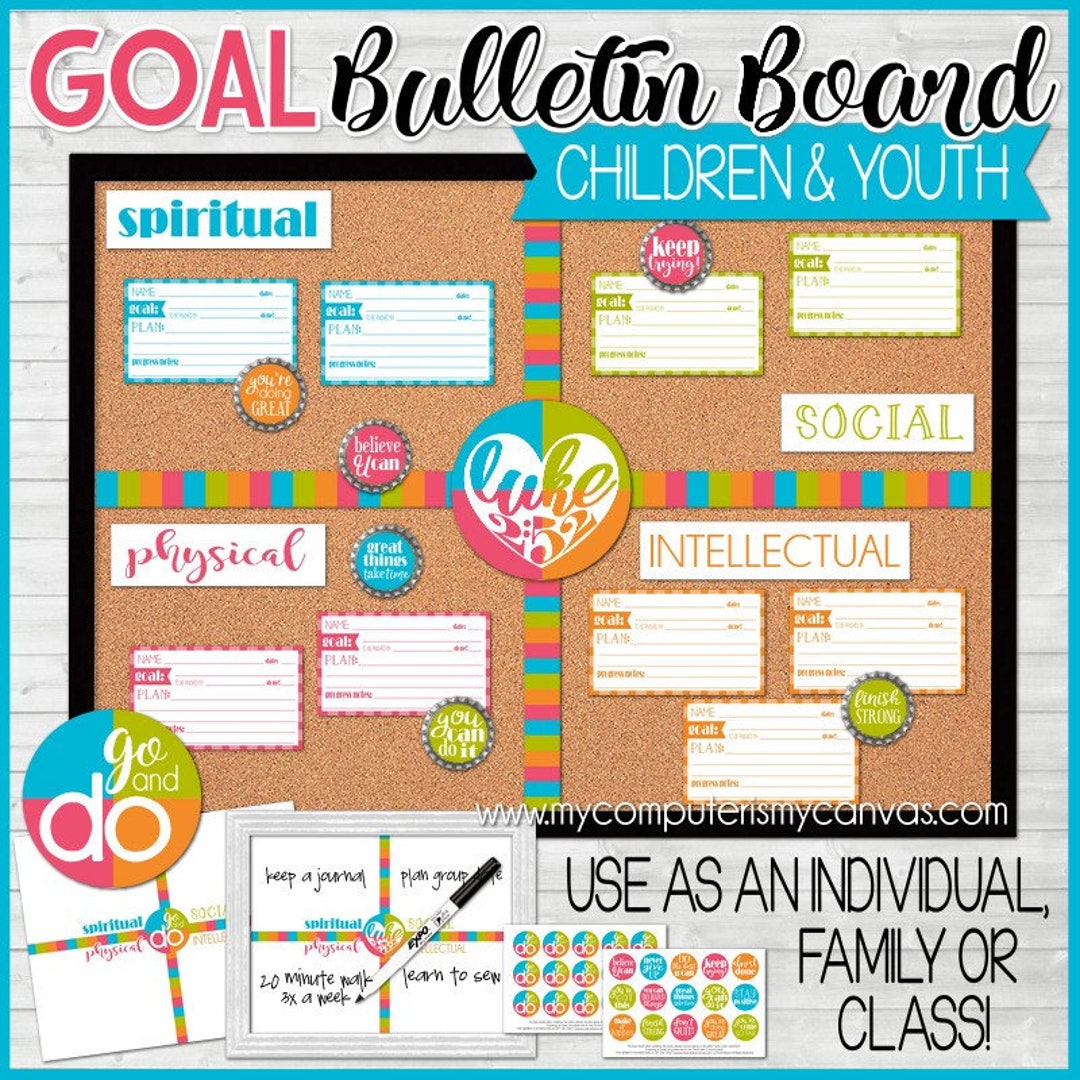 GOAL SETTING Bulletin Board Kit, Children & Youth Program Printables ...