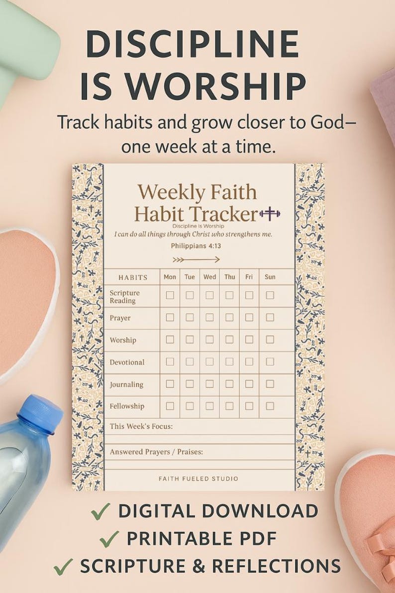 Faith Planner Template – Weekly Habit Tracker + Prayer Journal ...