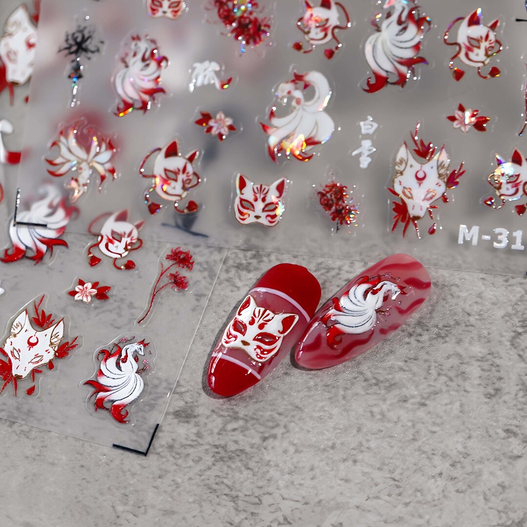 Beautiful Fox Nails Stickers Cute Rubbit Nails Korean Nail Designs ...