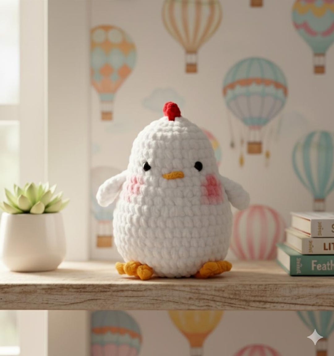 Cute Crochet Chicken Amigurumi Plush Toy – Handmade Farm Animal Doll ...