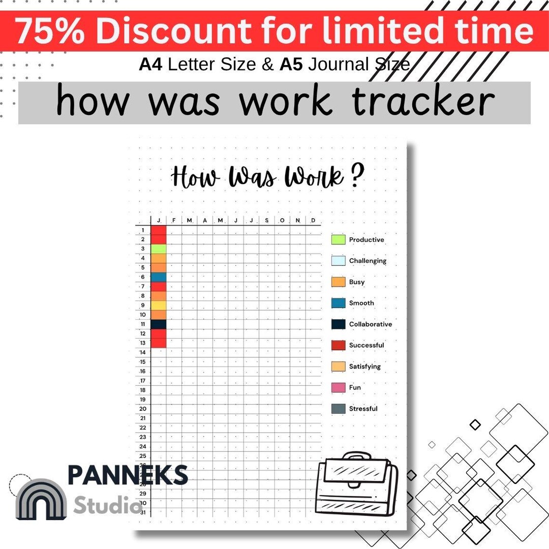 How Was Work ? Mood Tracker | Printable Work Journal Page | A4 & A5 ...