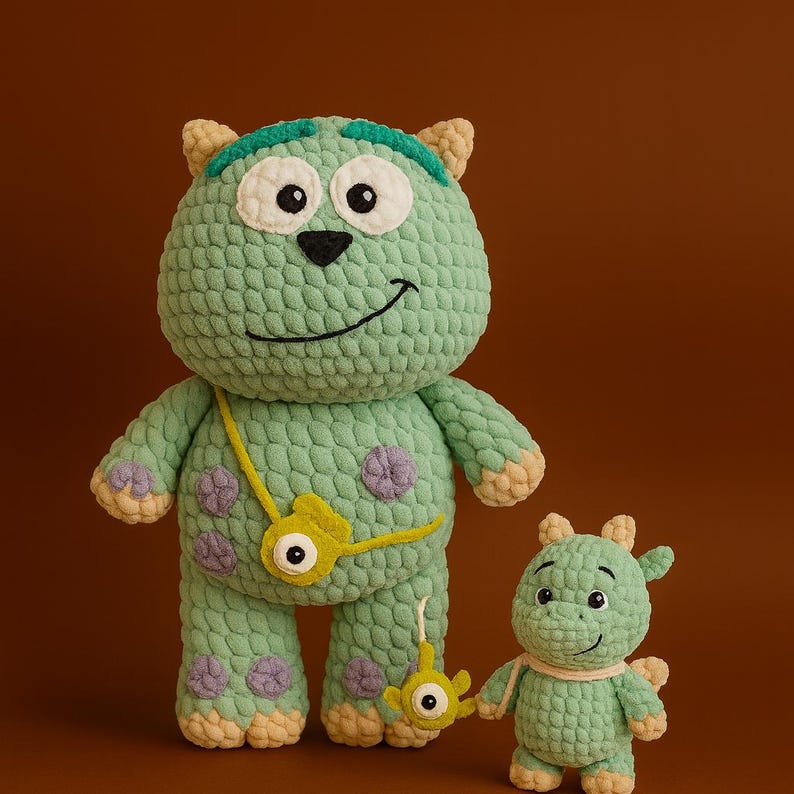 Handmade Mini Mike and Sully Crochet, Amigurumi Crochet Handmade, Gift ...