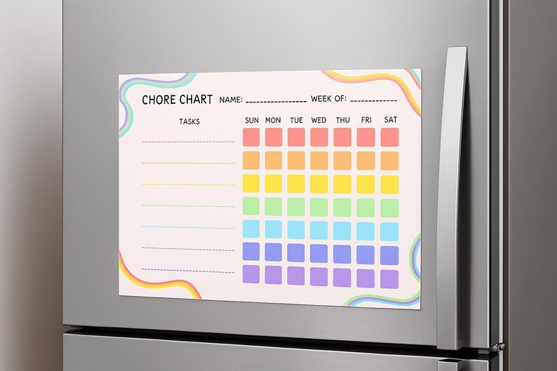 Printable Chore Chart for Kids – Rainbow Weekly Task Tracker | Editable ...
