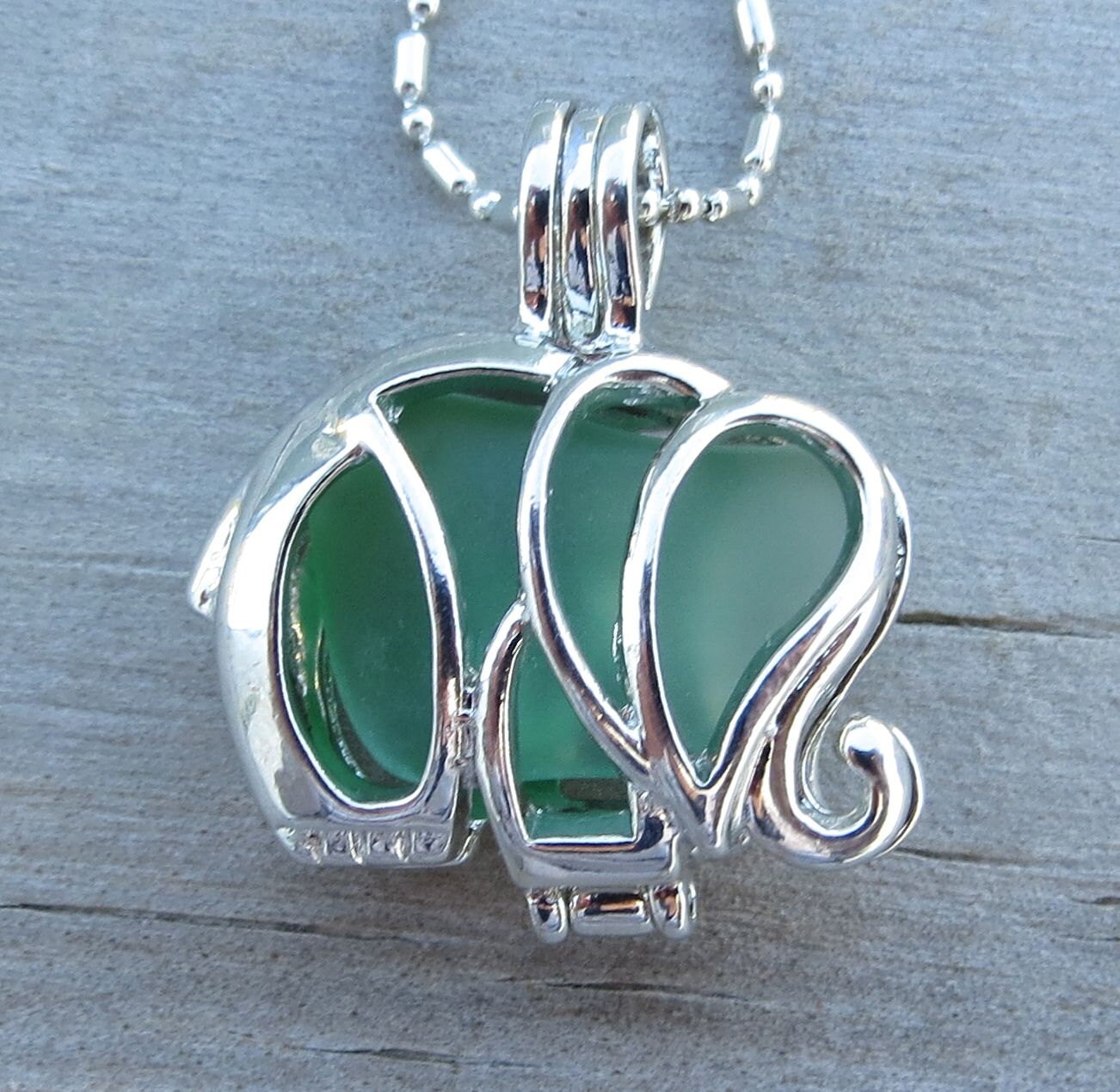 Green Sea Glass Elephant Locket by Wave of Life™ | Etsy Canada