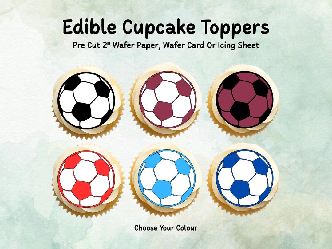 Football Edible Cupcake Toppers 12 X 2"– Pre Cut Wafer Paper, Card or ...