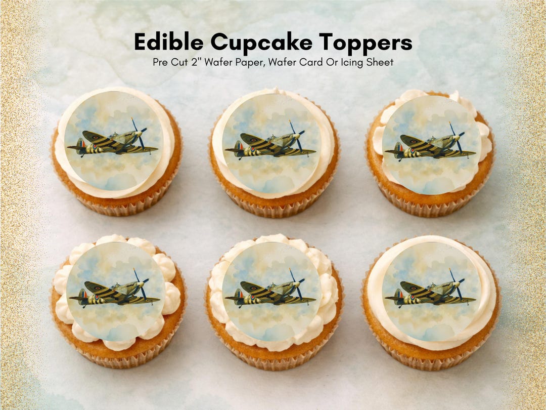 Spitfire Airplane Edible Cupcake Toppers – Airshow Cake Decorations ...