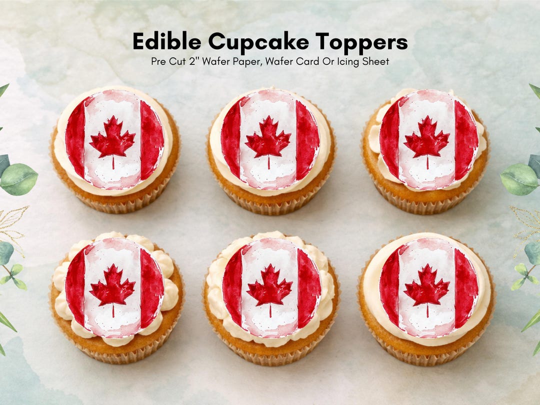 Canadian Flag Edible Cupcake Toppers – Maple Leaf, 12 X 2" (pre-cut) - Etsy