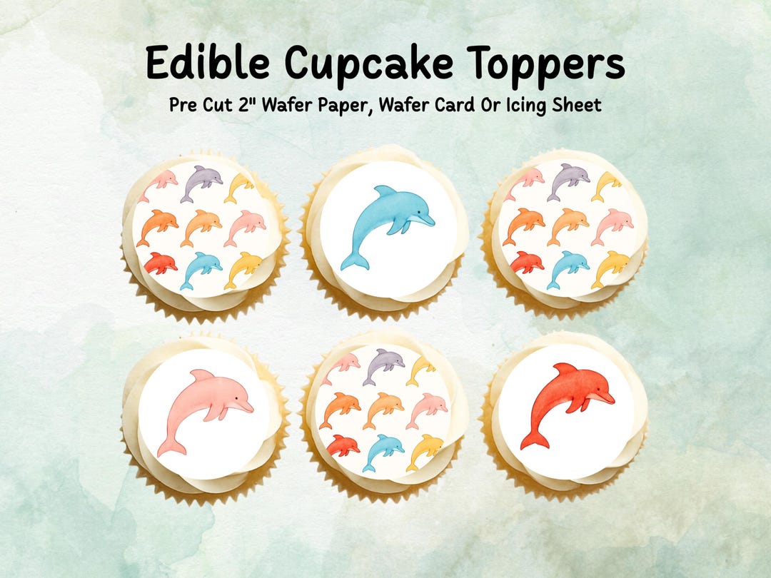 Dolphin Cupcake Toppers – 12 Edible Decorations (wafer Paper, Card ...