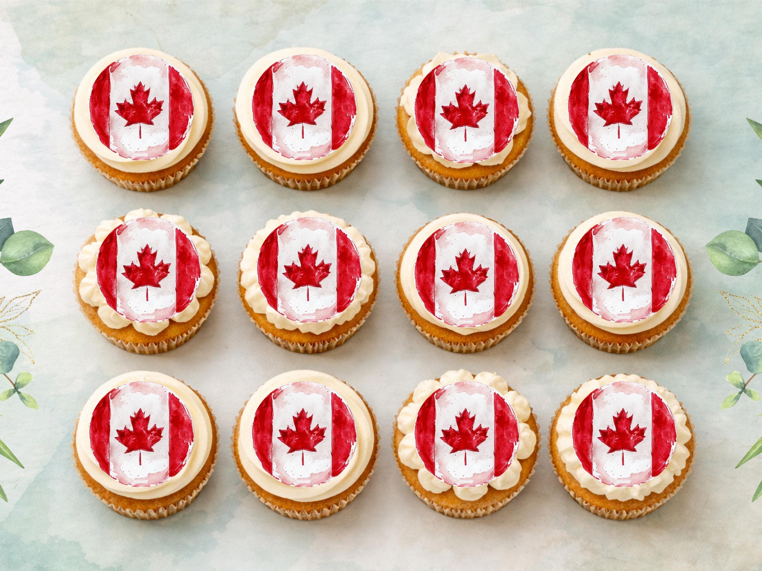Canadian Flag Edible Cupcake Toppers – Maple Leaf, 12 X 2" (pre-cut) - Etsy