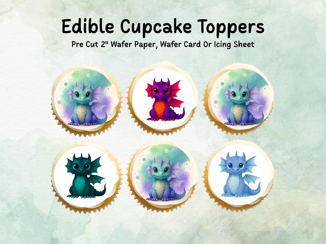 Dragon Edible Cupcake Toppers 12 X 2"– Pre Cut Wafer Paper, Card or ...