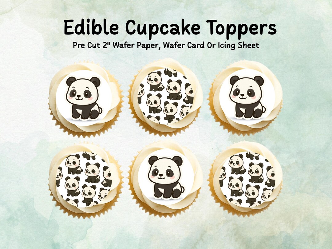 Panda Edible Cupcake Toppers 12 X 2" Precut Wafer Paper, Card or Icing ...