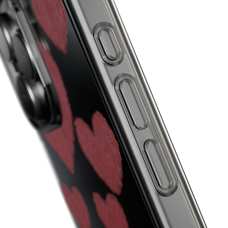 Cute Red Scribble Heart Clear iPhone 17 16 15 14 Pro Max Case | Hand ...