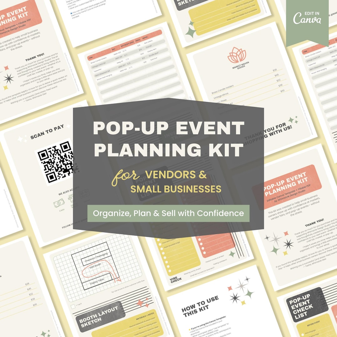 Pop-up Event Planning Kit | Editable Canva Template + Fillable PDF ...