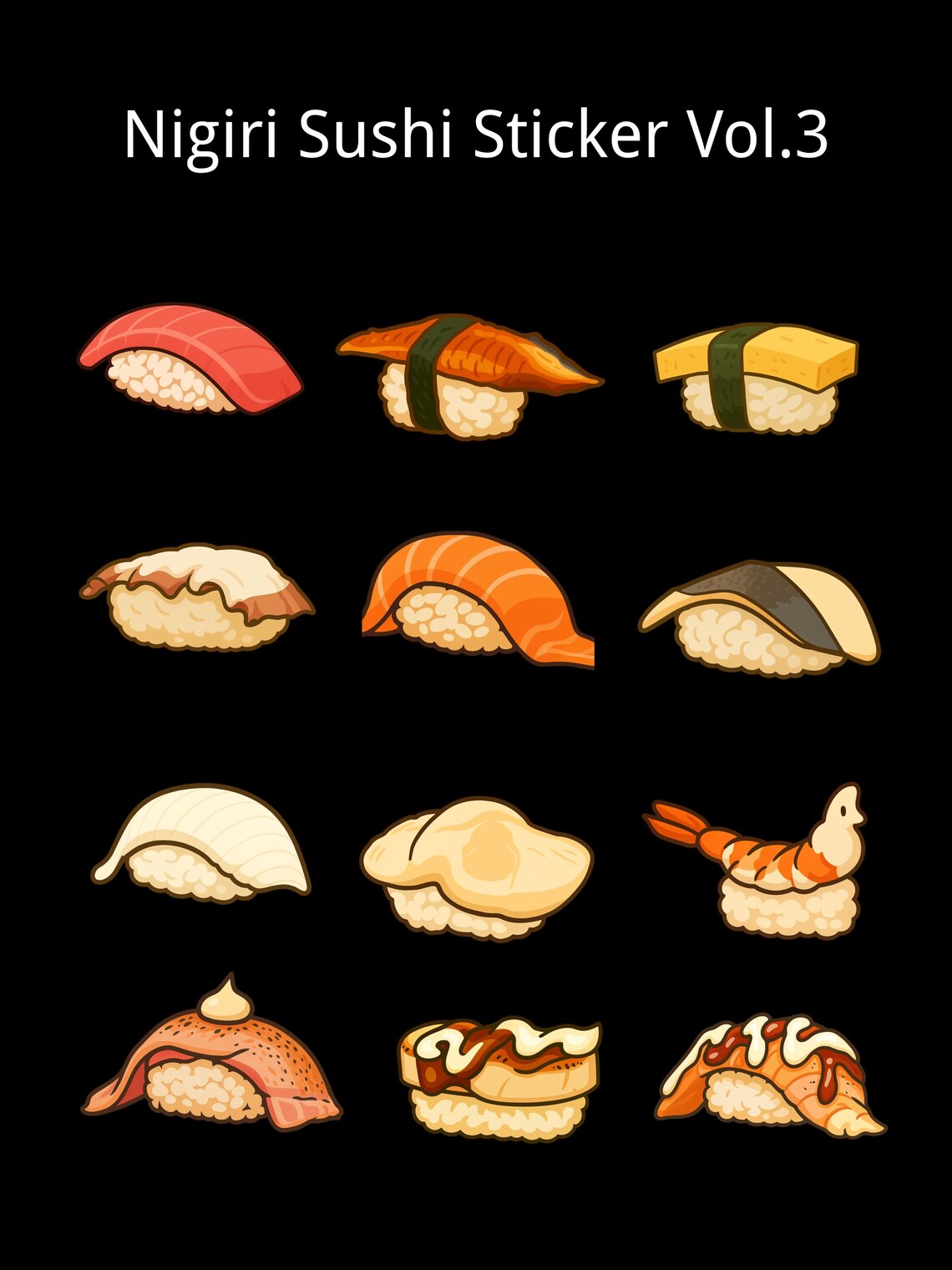 Sushi Sticker Bundle – 48 PNG Digital Stickers | Realistic & Kawaii ...