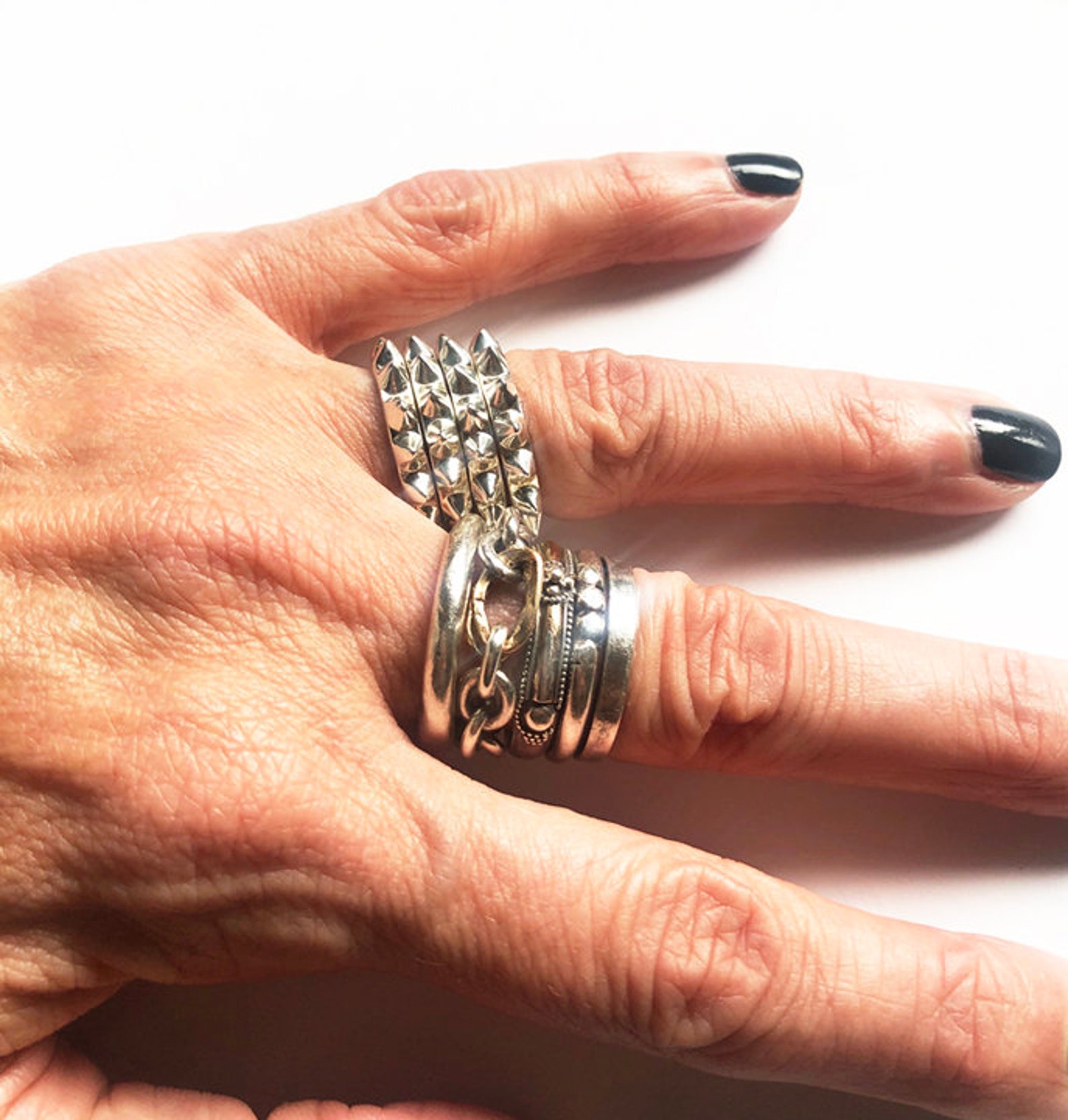 Sterling Silver Spike Ring - Etsy