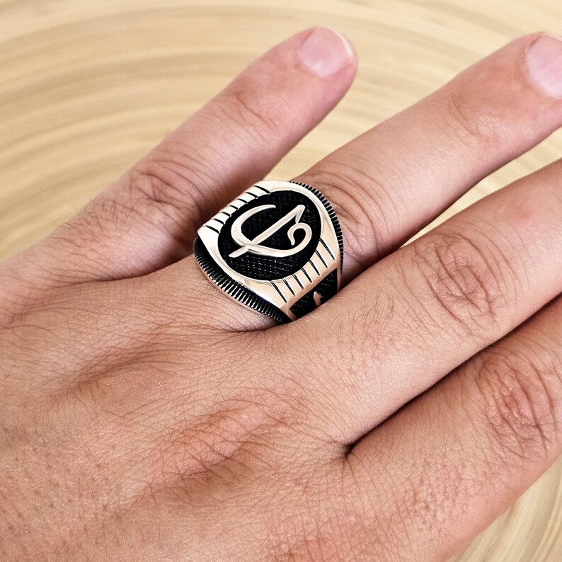 Men's Sterling Silver Elif Vav Ring, Islamic Calligraphy Jewelry - Etsy