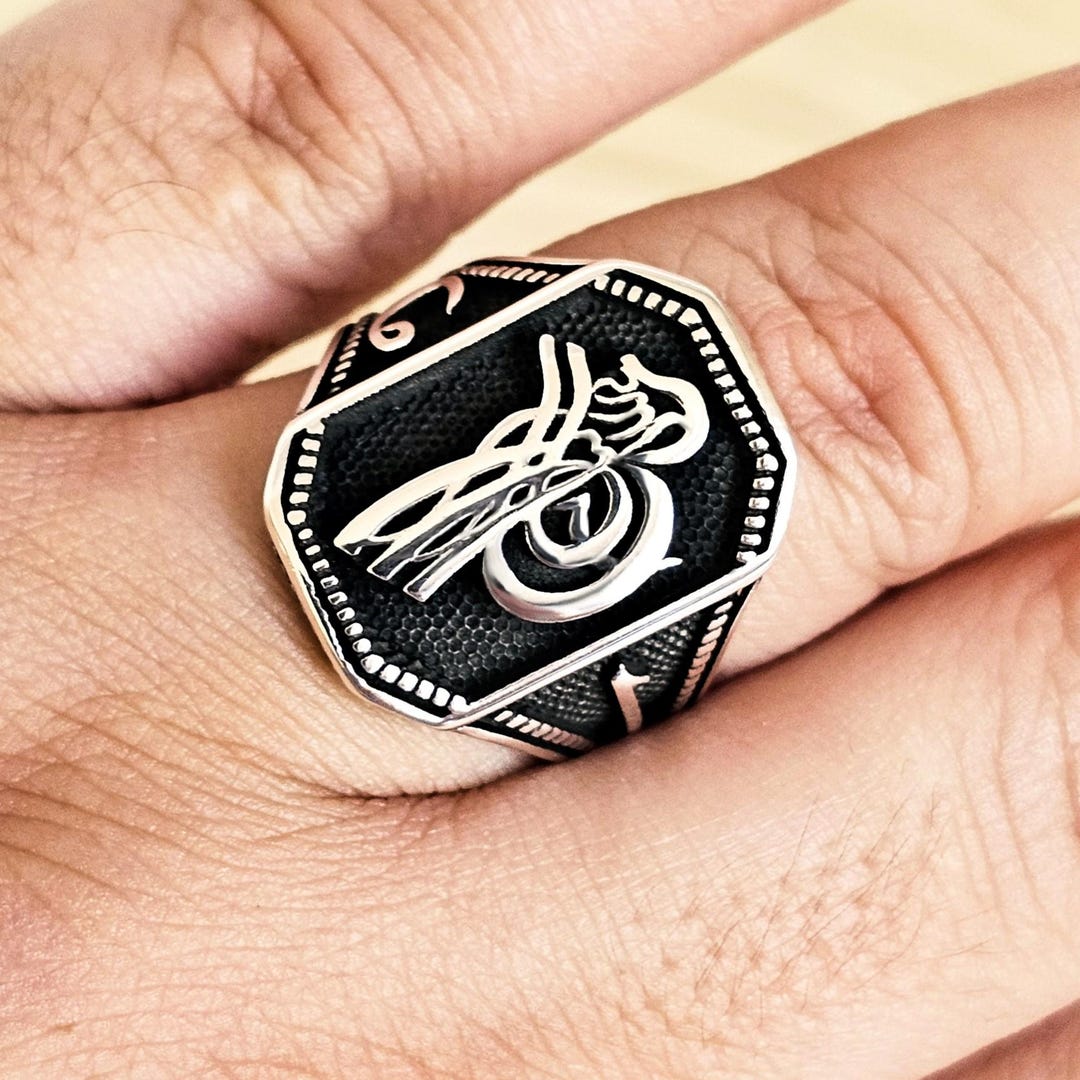 Men's Sterling Silver Ottoman Tughra Ring, Historical Symbolism Jewelry ...