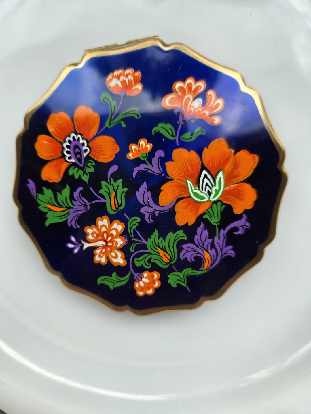 Stratton Cobalt Blue Floral Cloisonne Compact - Etsy