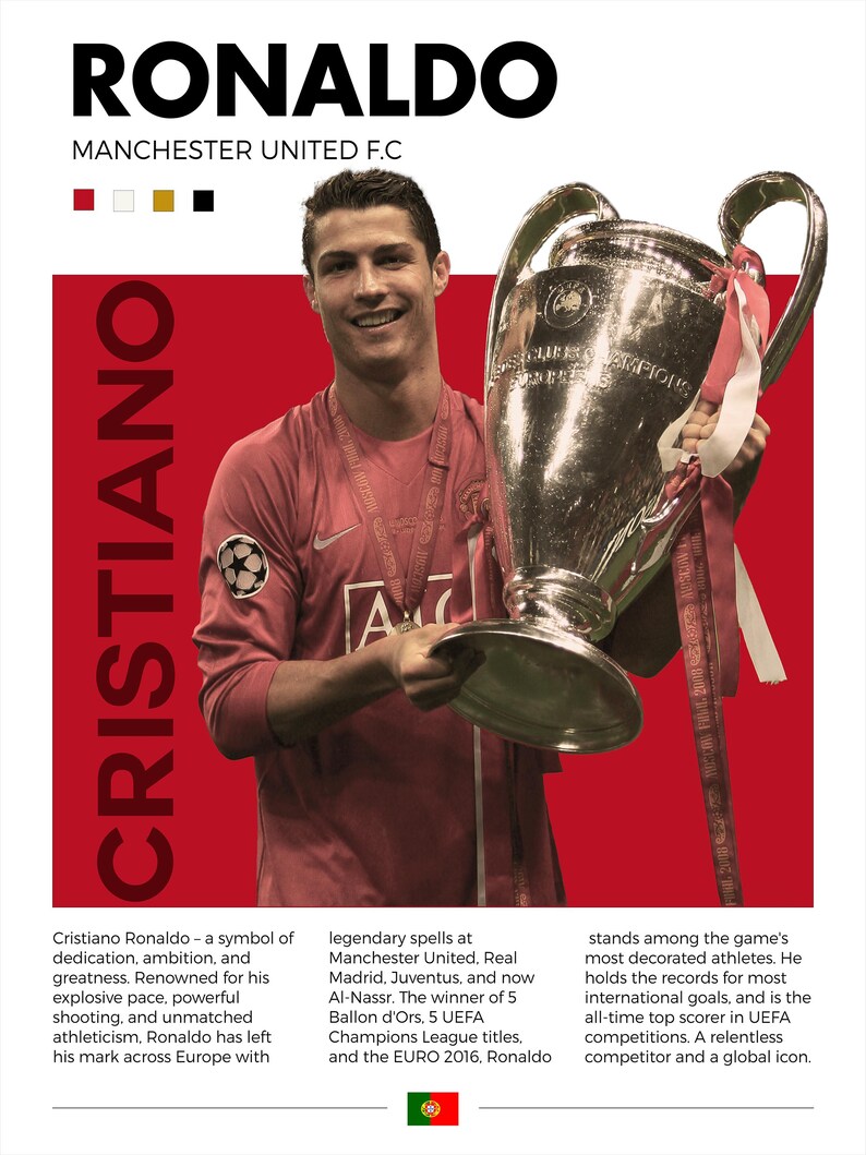 Cristiano Ronaldo Poster, Football Wall Art, Soccer Digital Download ...