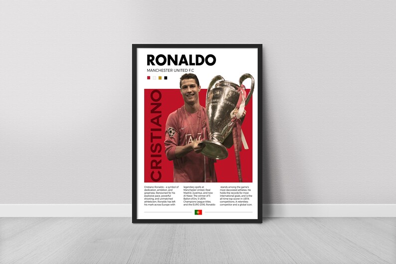Cristiano Ronaldo Poster, Football Wall Art, Soccer Digital Download ...