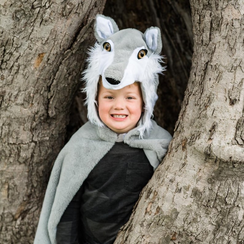 Woodland Storybook Wolf Cape, Kids Wolf Costume, Wolf Cape, Pretend ...