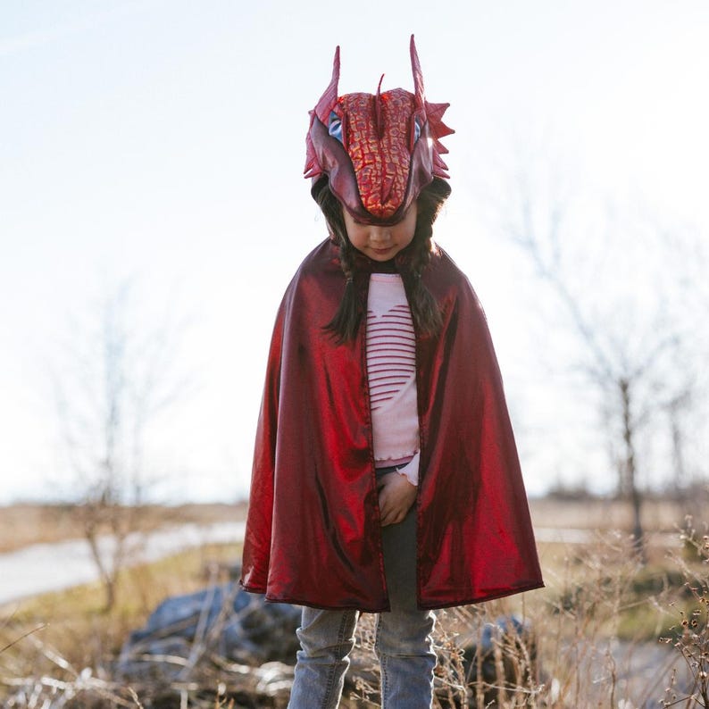 Dragon Cape Red Metallic, Pretend Play Dressup, Kids Dressup, Kids ...