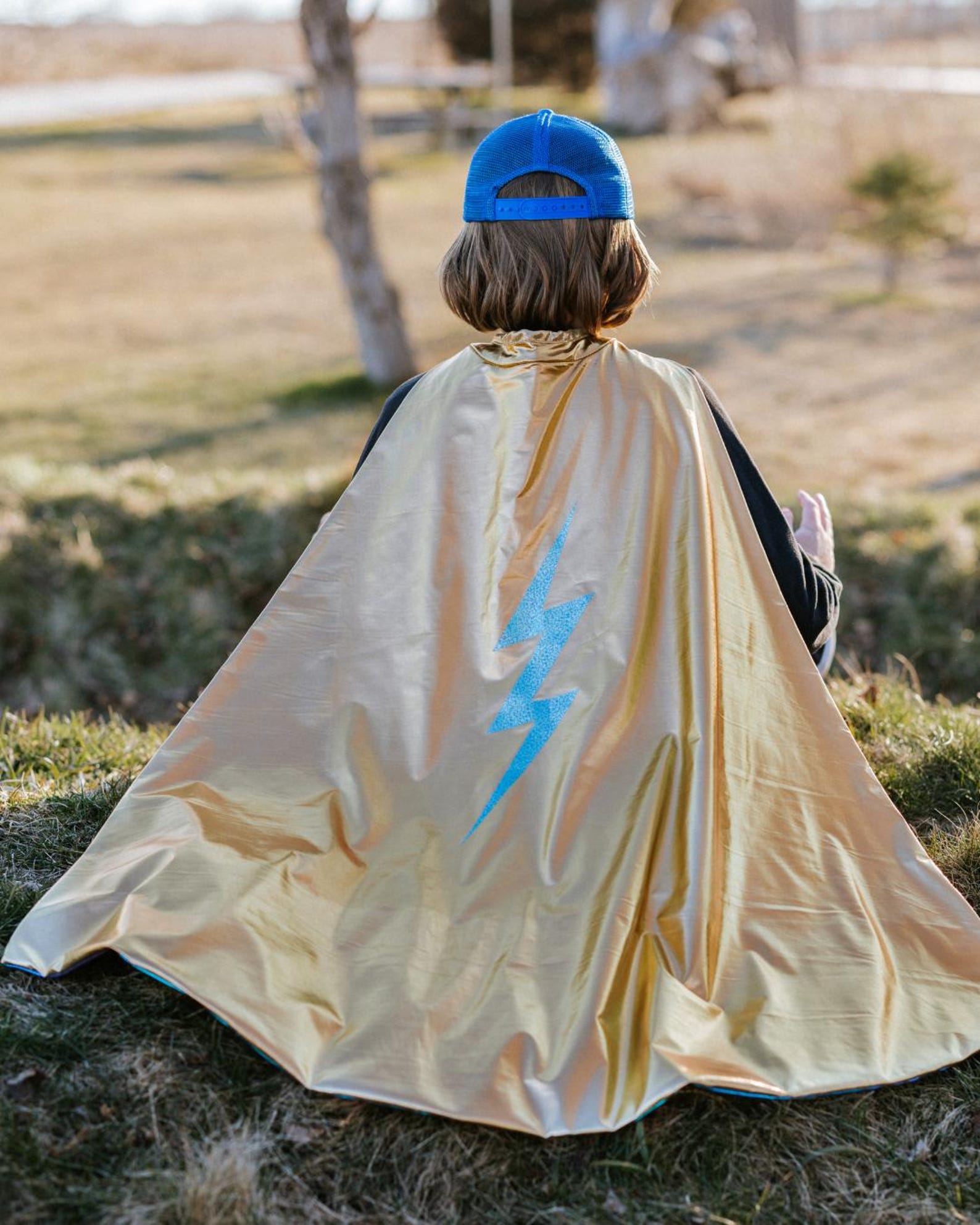 Kids Superhero Cape, Blue Superhero, Reversible Blue Lightning ...