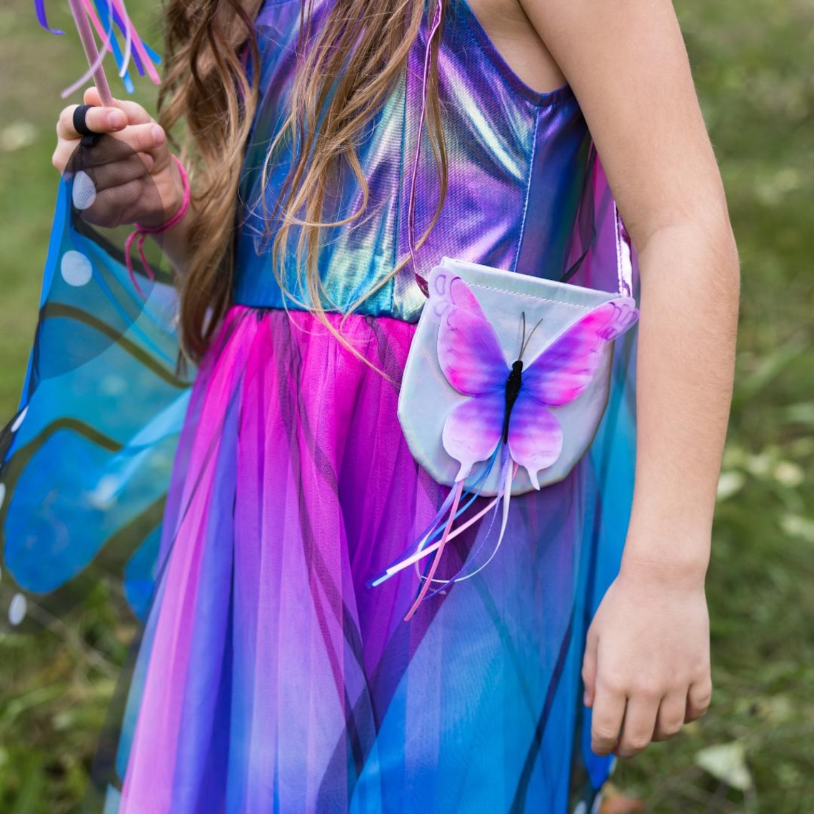 Blue Butterfly Twirl Dress With Fairy Wings and Headband, Pretend Play ...