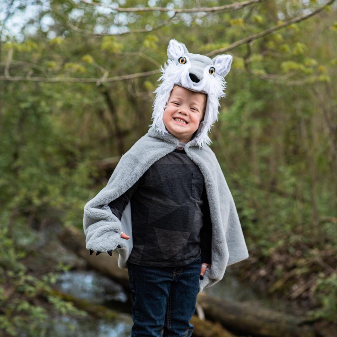 Woodland Storybook Wolf Cape, Kids Wolf Costume, Wolf Cape, Pretend ...