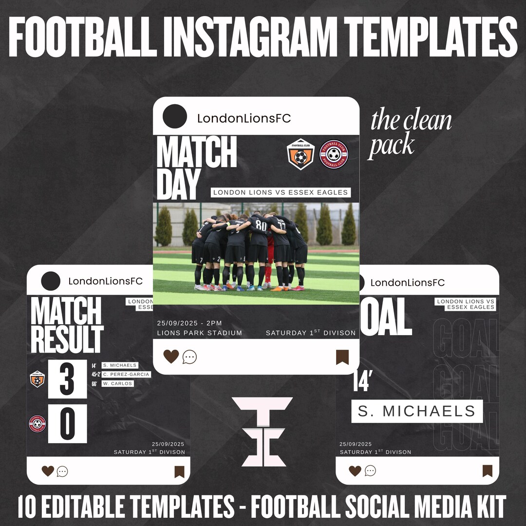 Football Instagram Templates | Editable Canva Social Media Kit ...