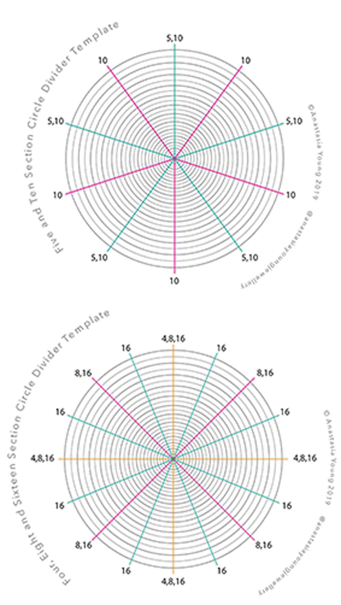 Circle Divider for Rings and Bangles A4 Colour PDF Digital Download - Etsy