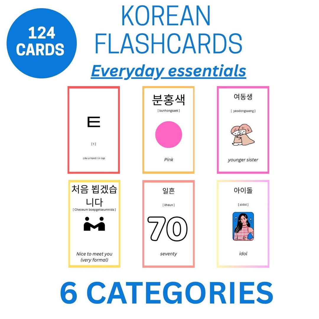 Korean Flashcards Bundle for Beginners – Hangul, Numbers, Colors ...