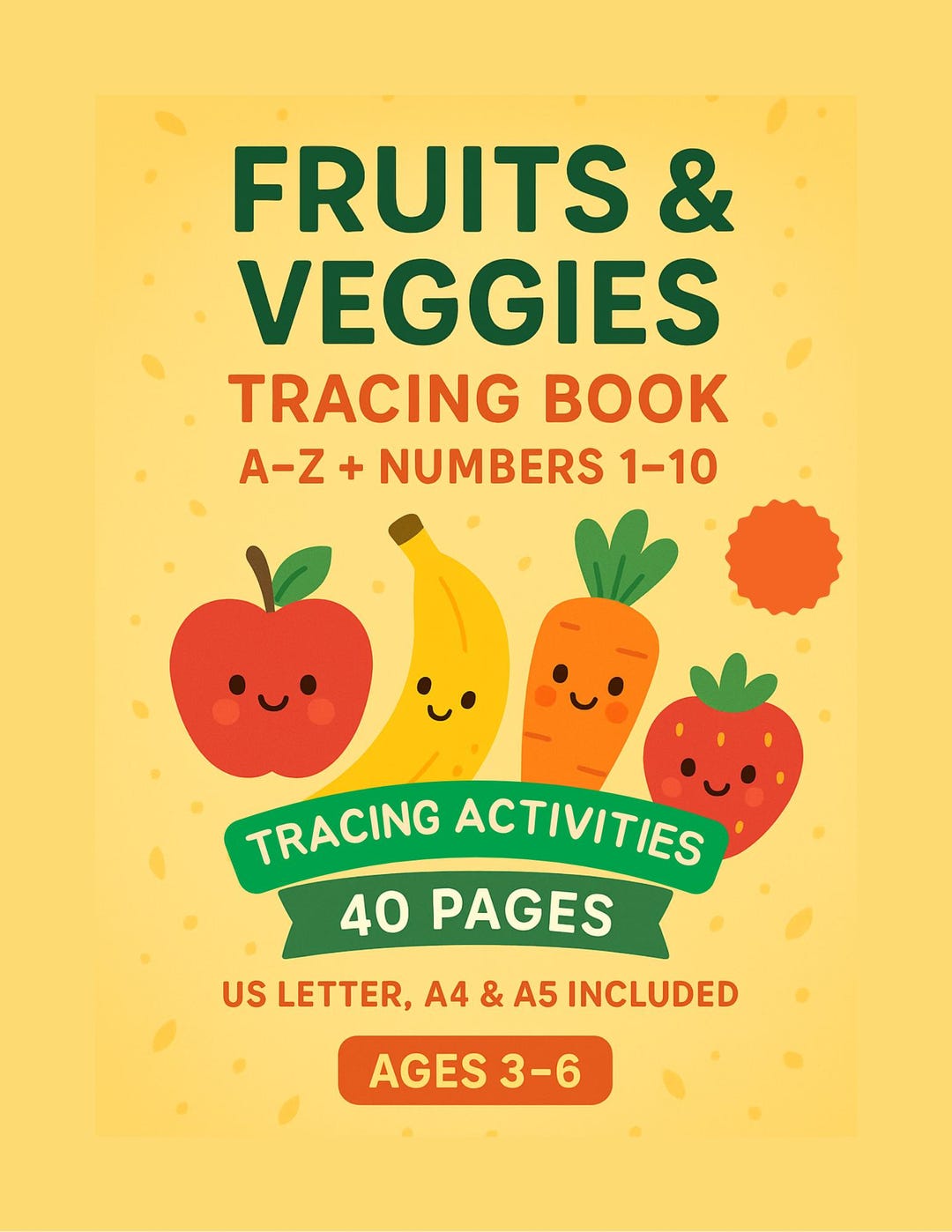 Fruits & Veggies Tracing Book – A-Z and Numbers 1-10 (PDF) - Etsy
