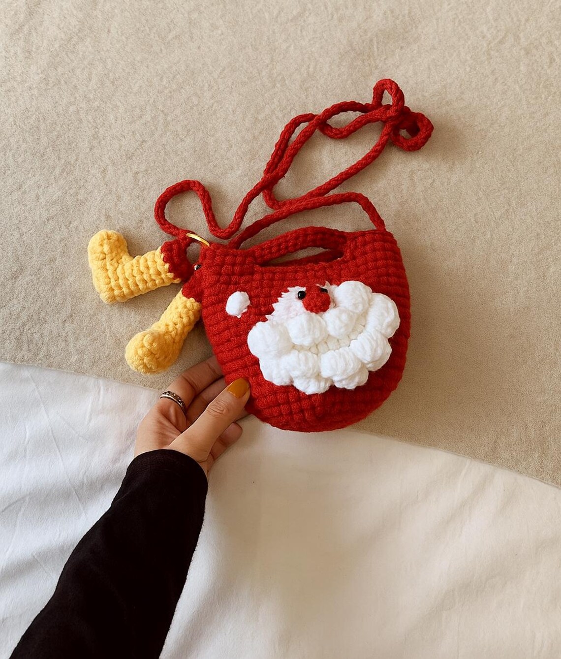 Christmas Crochet Bag - Santa Claus Purse , Cute Holiday Shoulder Bag ...