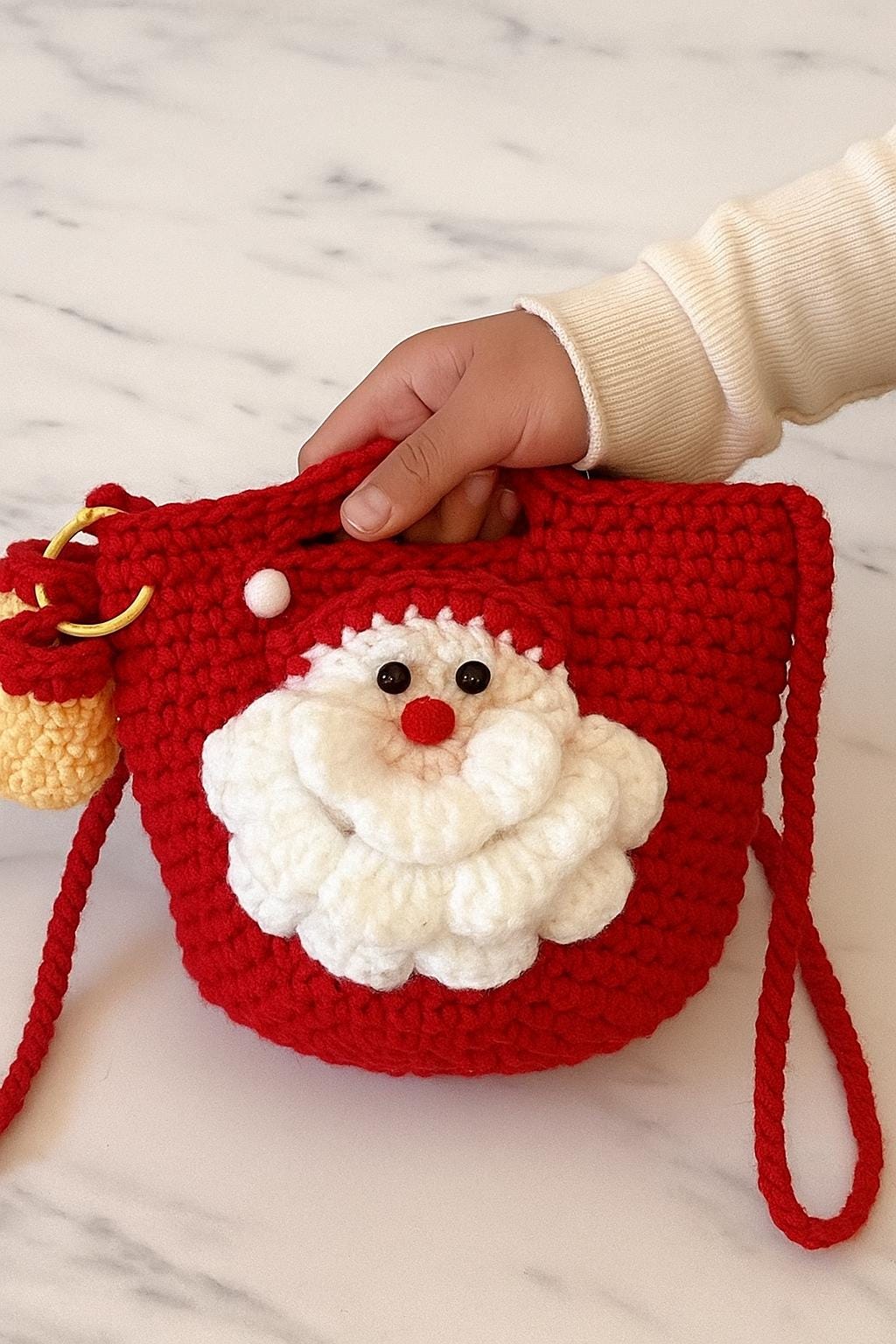 Christmas Crochet Bag - Santa Claus Purse , Cute Holiday Shoulder Bag ...