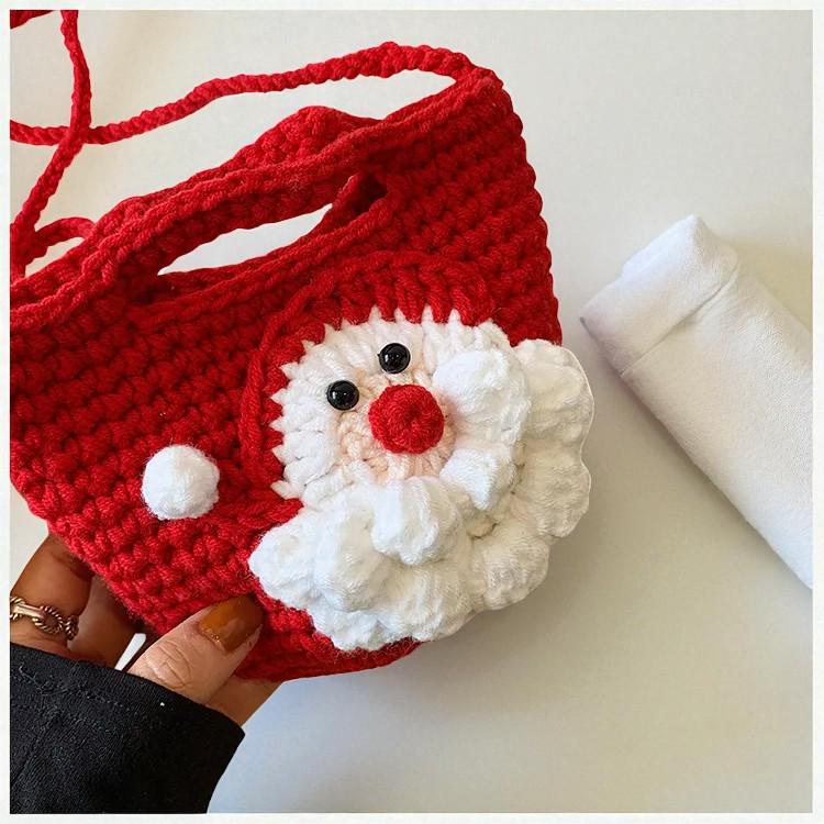 Christmas Crochet Bag - Santa Claus Purse , Cute Holiday Shoulder Bag ...