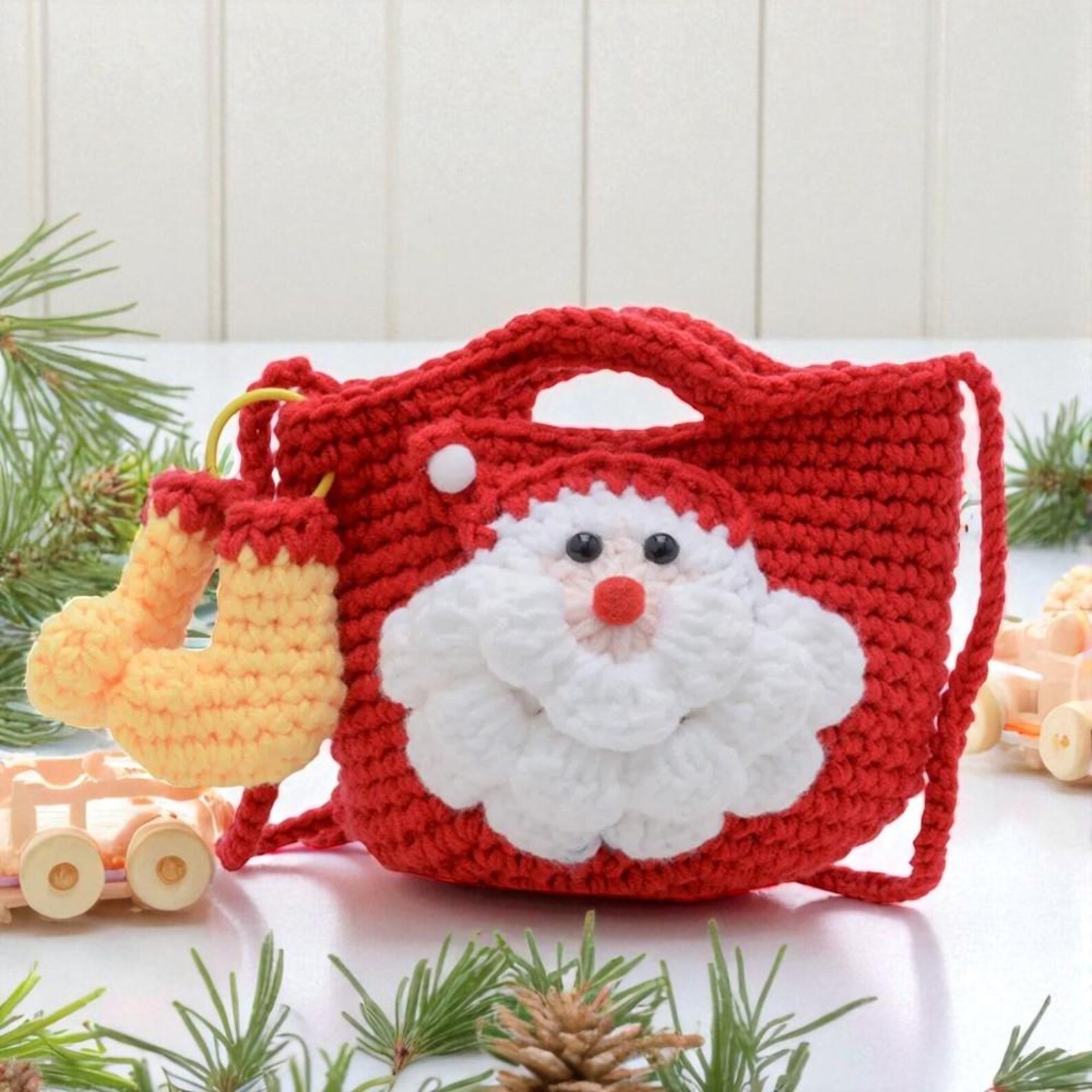 Christmas Crochet Bag - Santa Claus Purse , Cute Holiday Shoulder Bag ...