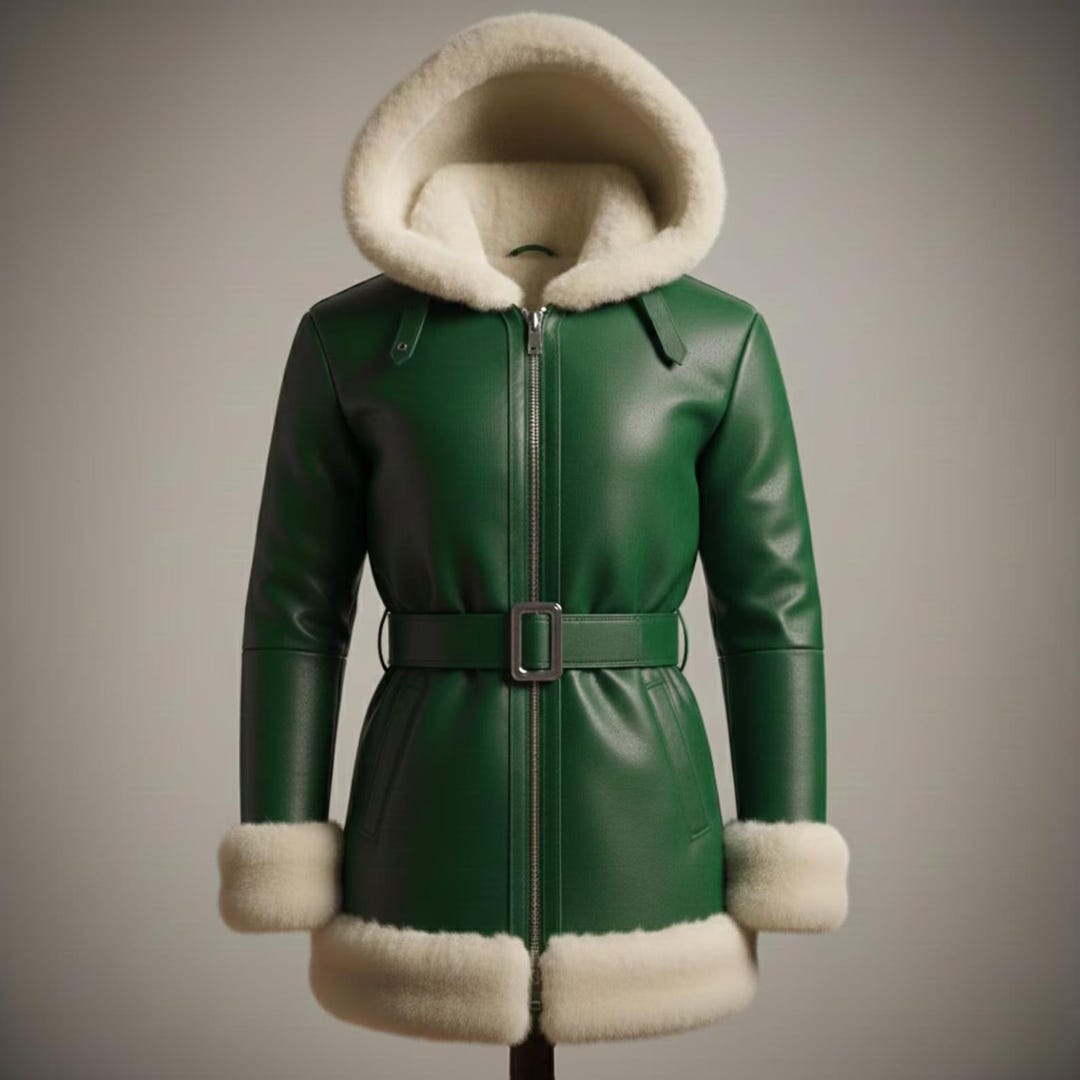 Grinch Costume Coat, Green Leather Faux Fur Trim, Christmas Cosplay - Etsy