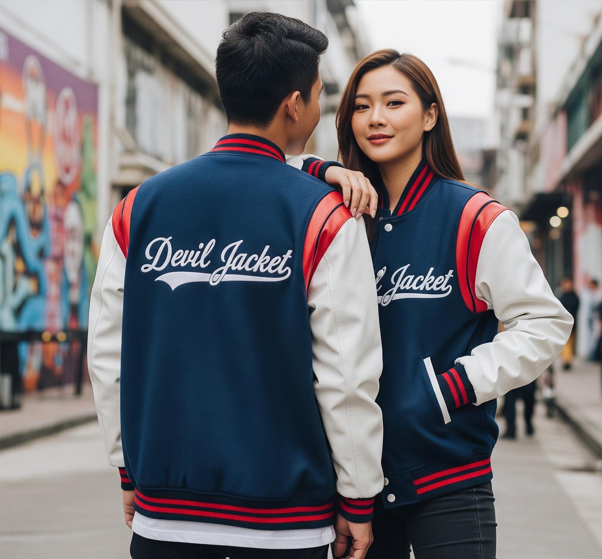 Custom Couple Varsity Jacket Letterman , School Team Jacket, Bomber ...