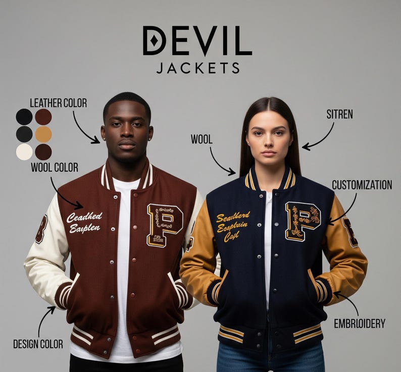 Custom Couple Varsity Jacket Letterman , School Team Jacket, Bomber ...
