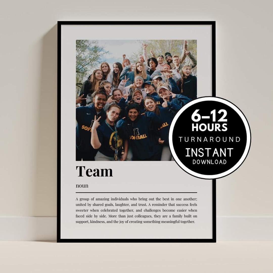 Team Definition Poster, Personalized Group Photo Print, Teamwork Wall ...